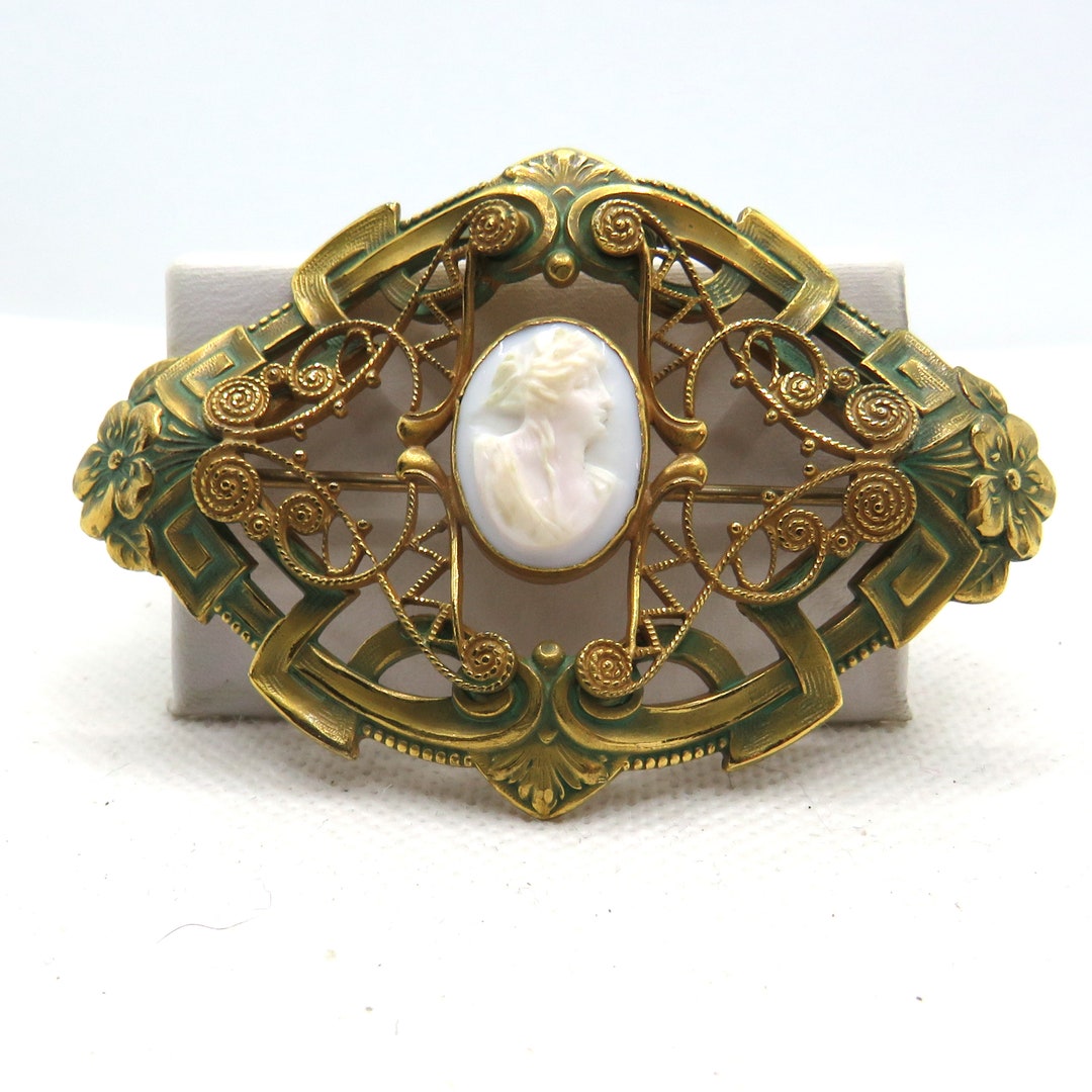 Edwardian Filigree Sash Pin With Carved Shell Cameo - Etsy
