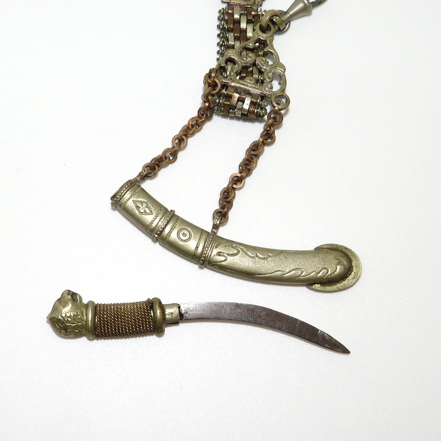 Victorian Military Motif Watch Fob With Working Miniature Sword in ...