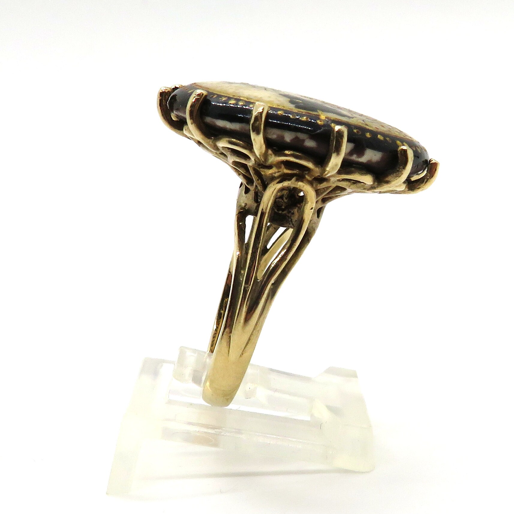 Antique Japanese Satsuma Set in Vintage 10 K Gold Ring 3 Geisha Girls ...