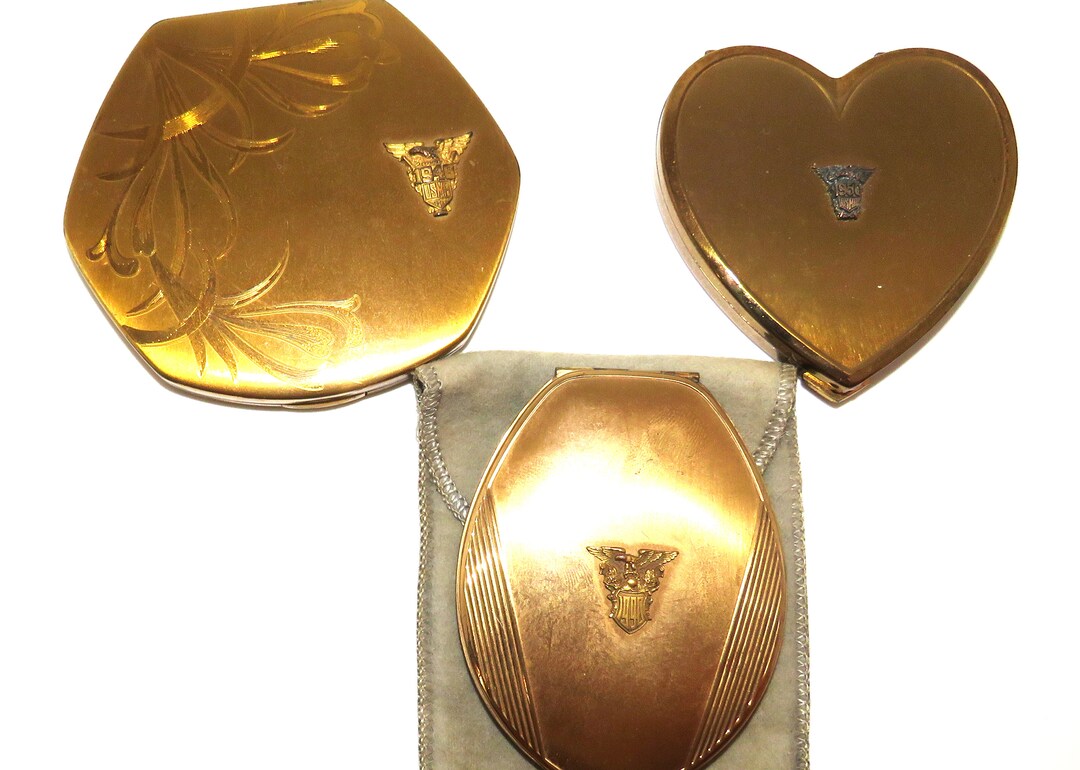 Three WWII Period USMA west Point Sweetheart Compacts 1940, 1946, and ...
