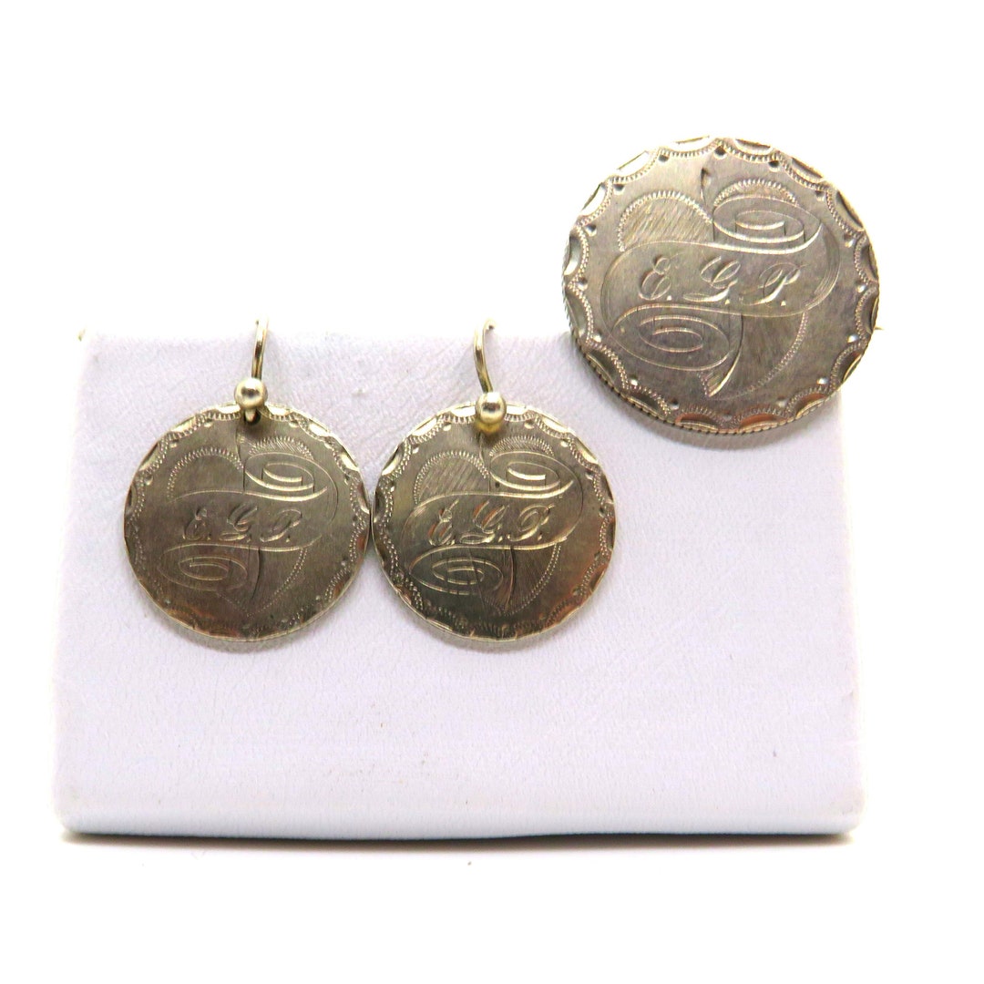 Victorian Love Token Pin and Earring Set - 1858, Initials "egp" - Etsy
