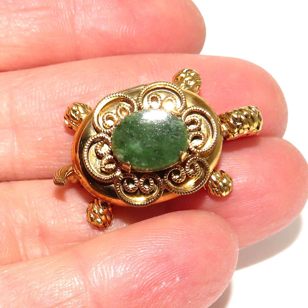 Locket Pin - Winard Gold Filled Turtle - Etsy