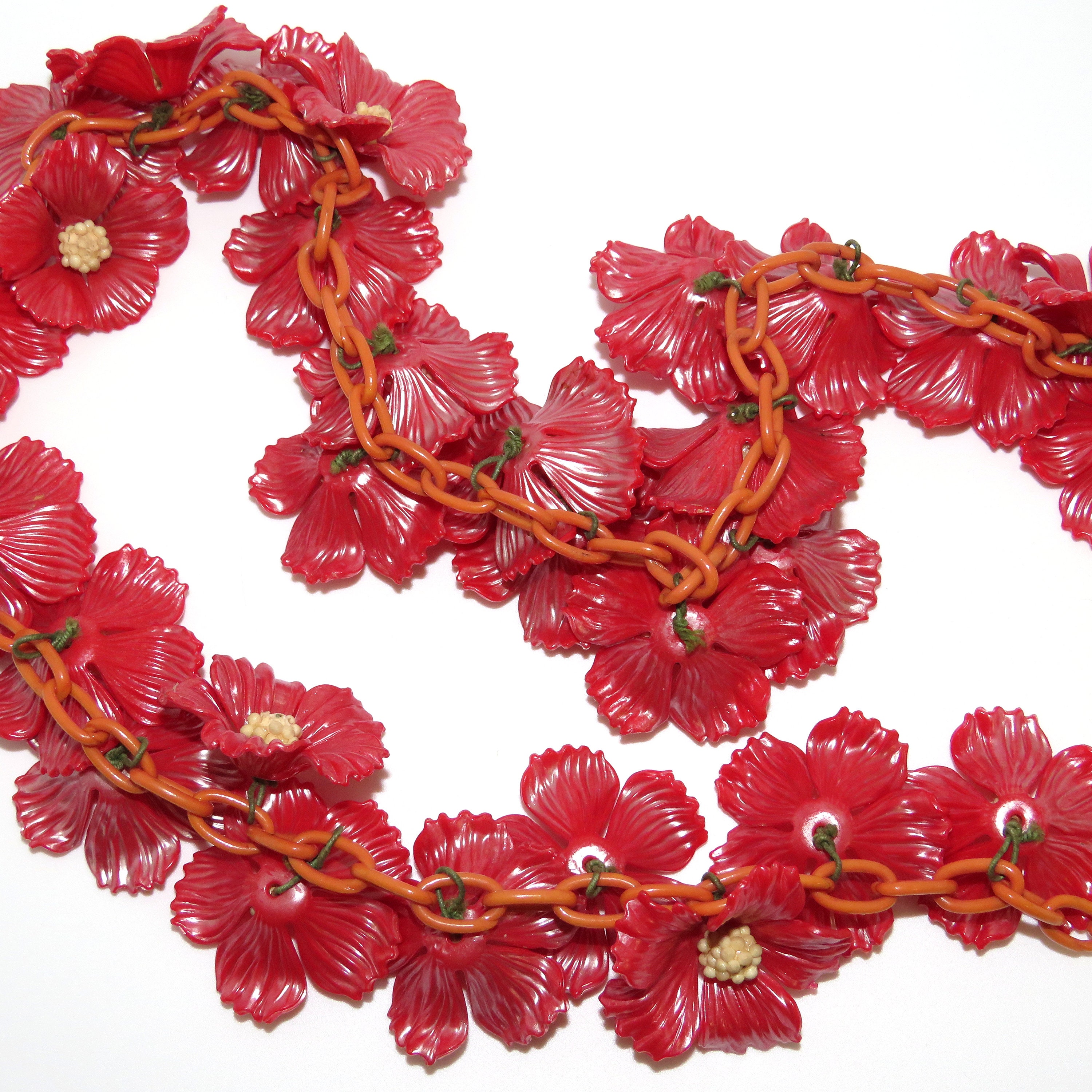 Vintage Celluloid Flower Necklace - Etsy
