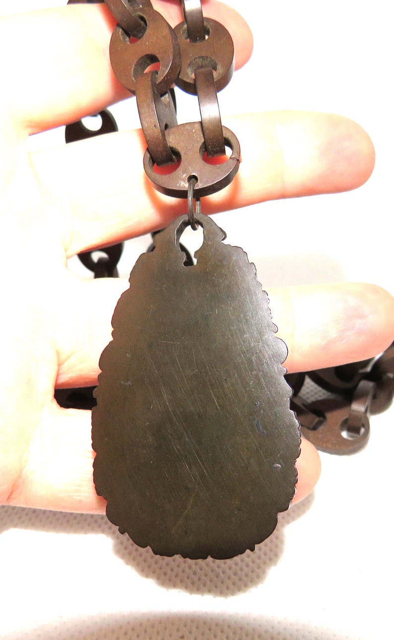Victorian Vulcanite Link Chain and Mourning Pendant - Etsy