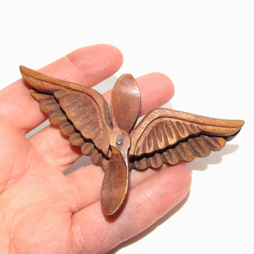 WWII Wooden AAC Propeller and Wings Carved Wood Sweetheart Pin - Etsy