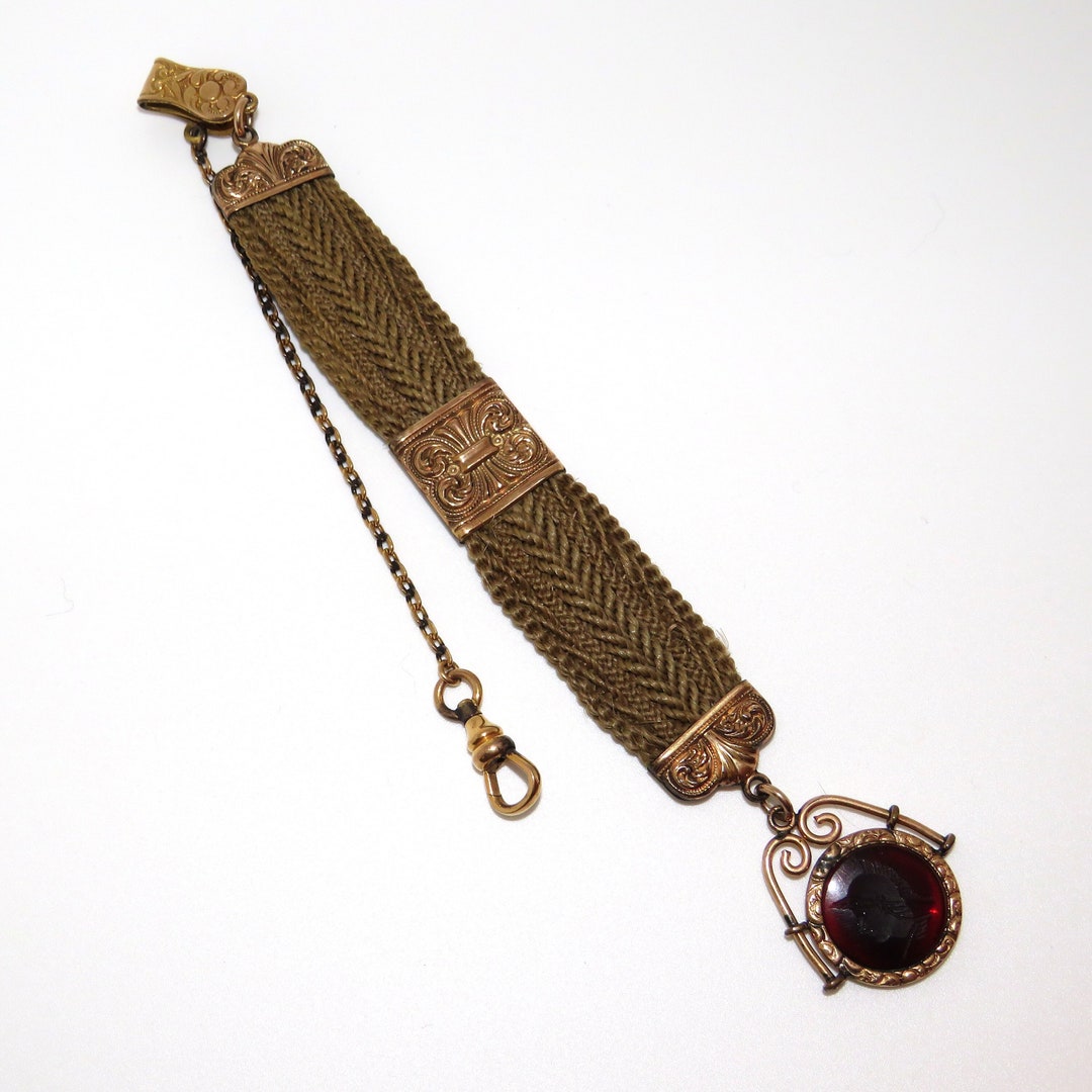 Victorian Woven Hair Watch Chain With Classical Soldier - Etsy