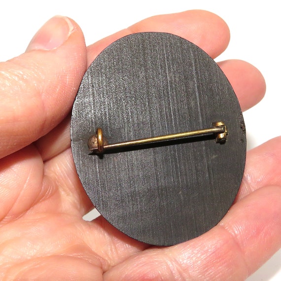 Victorian Vulcanite Pin with Rabbit - Gem