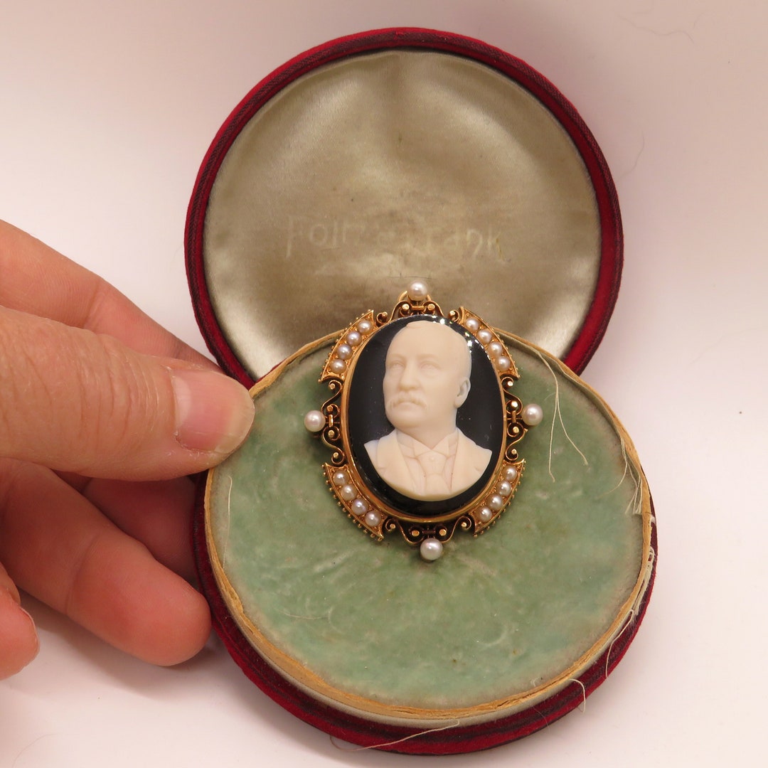 Custom Made Victorian Gold Hard Stone Cameo of U.S. President Grover ...