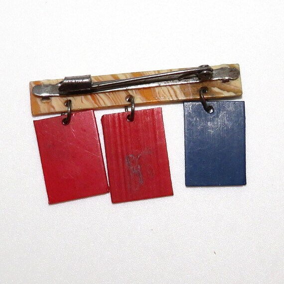 WWII Three Allies Dangle Flags Pin - Gem