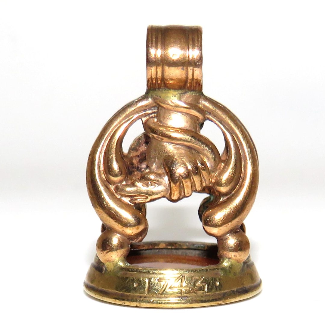 Victorian Watch Seal Fob - Hand With Snake, Portrait and Date of 1743 ...