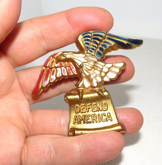WWII Era Plastic Red, White, and Blue Eagle Pin with … - Gem