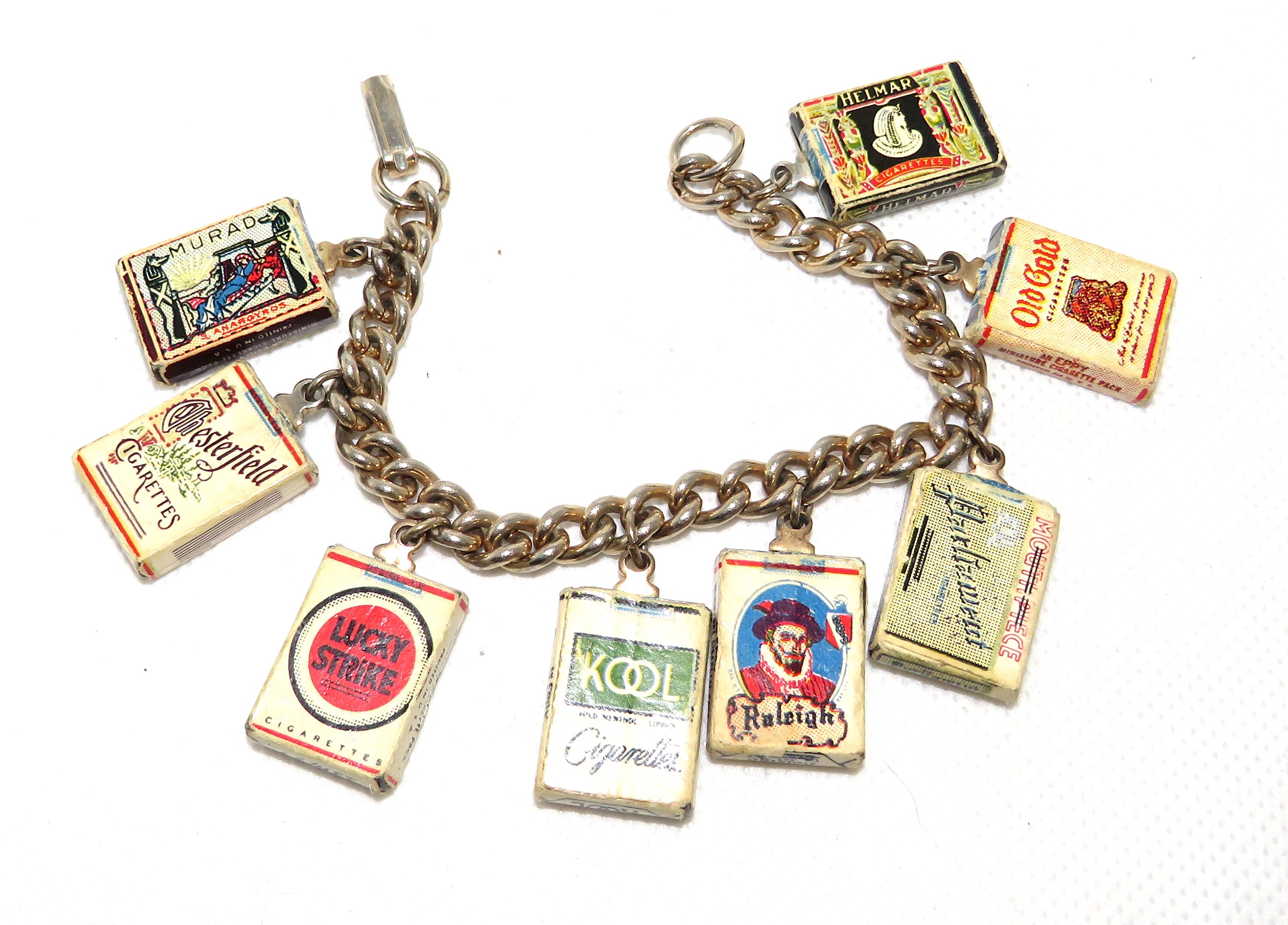 Vintage Cigarette Pack Charm Bracelet - Etsy