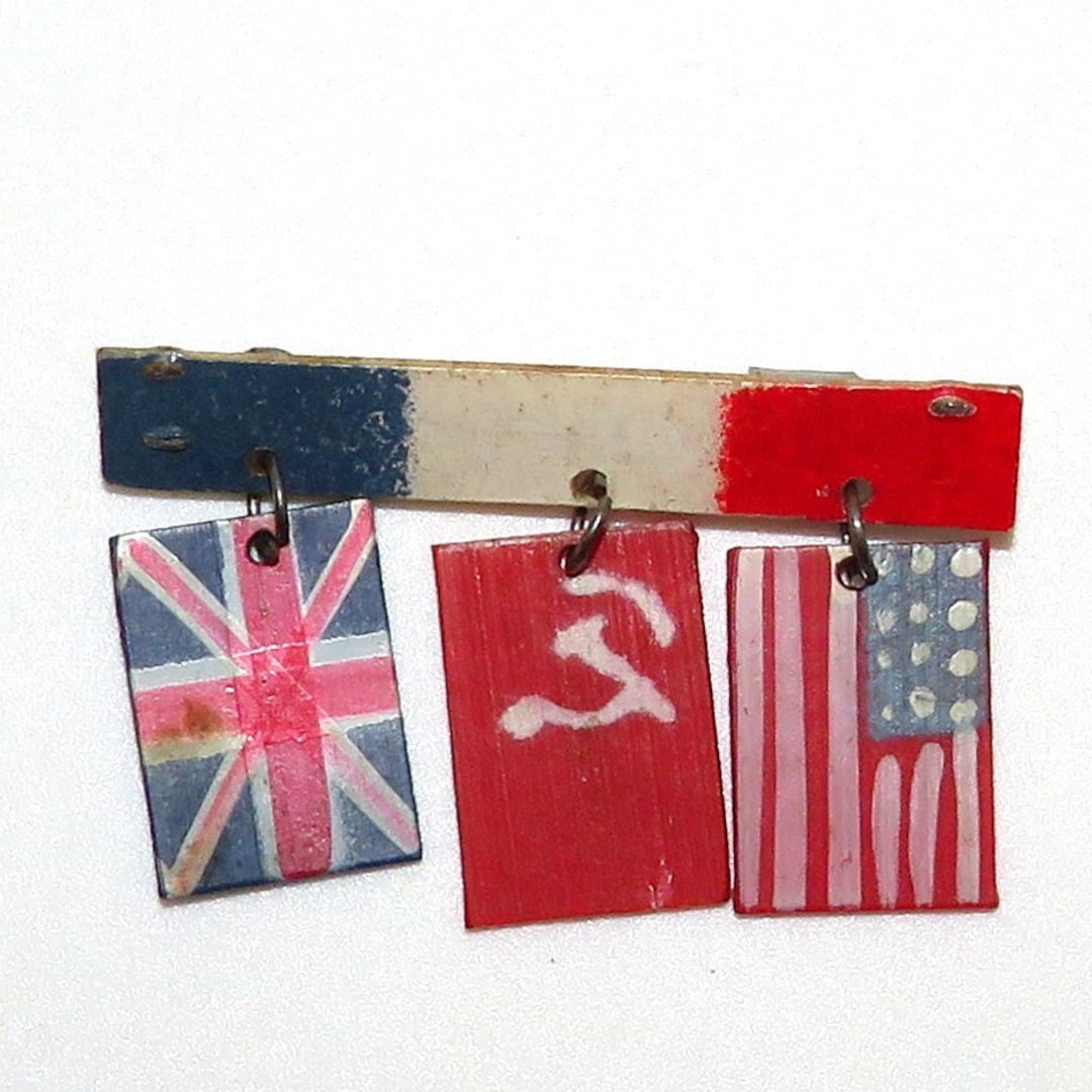 WWII Three Allies Dangle Flags Pin - Etsy