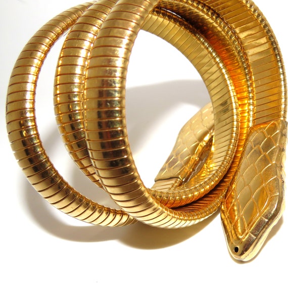 Wide Two Headed Snake Coil Bracelet - Gem