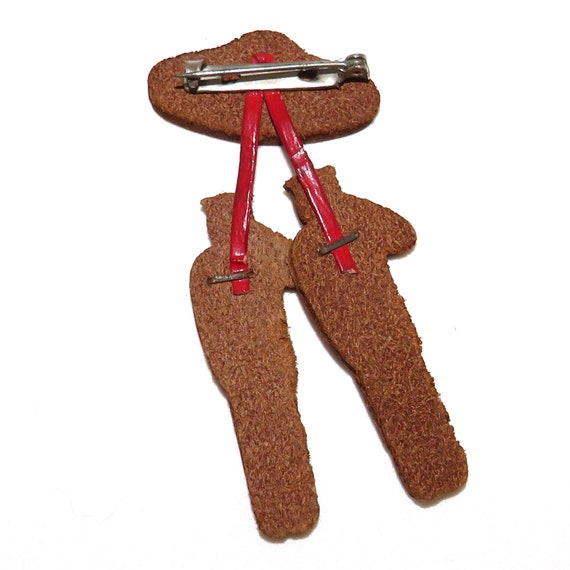 WWII Leather Patriotic Dangle Soldier Pin - Gem