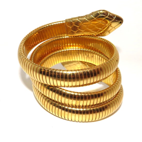 Wide Two Headed Snake Coil Bracelet - Gem