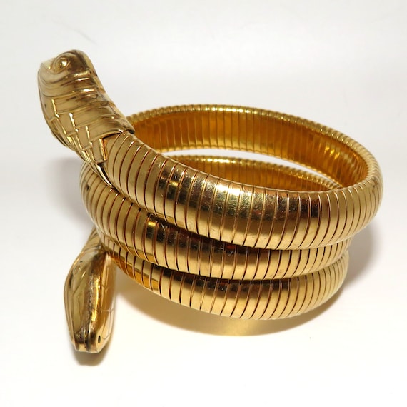 Wide Two Headed Snake Coil Bracelet - Gem