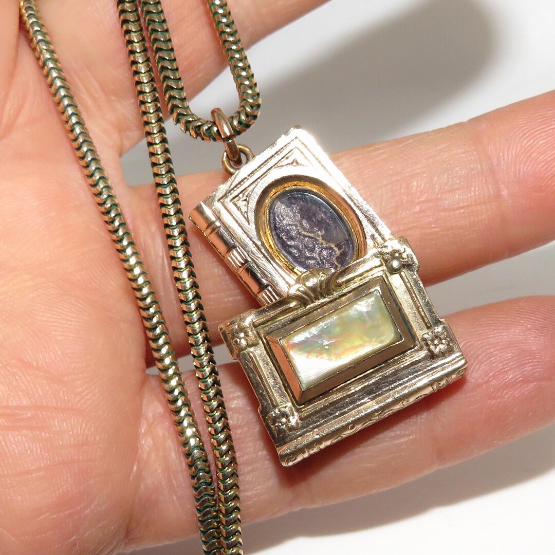 Victorian Rose Gold Filled Book Shape Locket - Center Swivels Out - Etsy