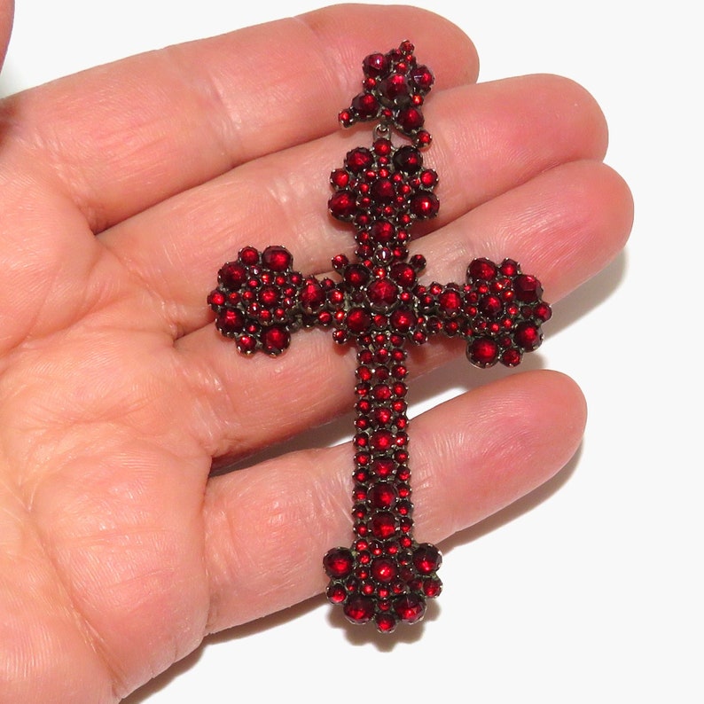 Victorian Bohemian Garnet Cross Pendant - Etsy