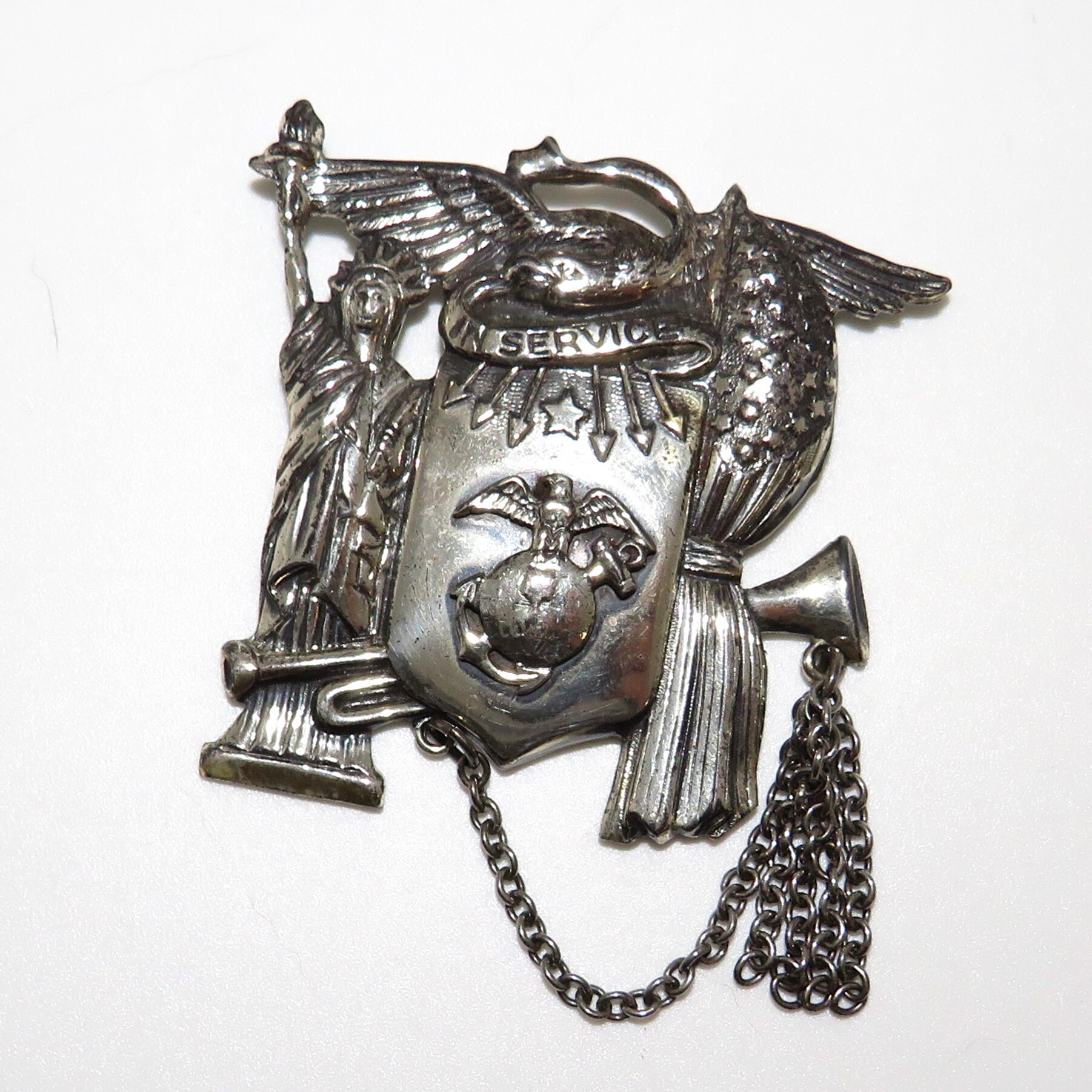 WWII Sterling Marine Corps in Service Pin by Danecraft - Etsy