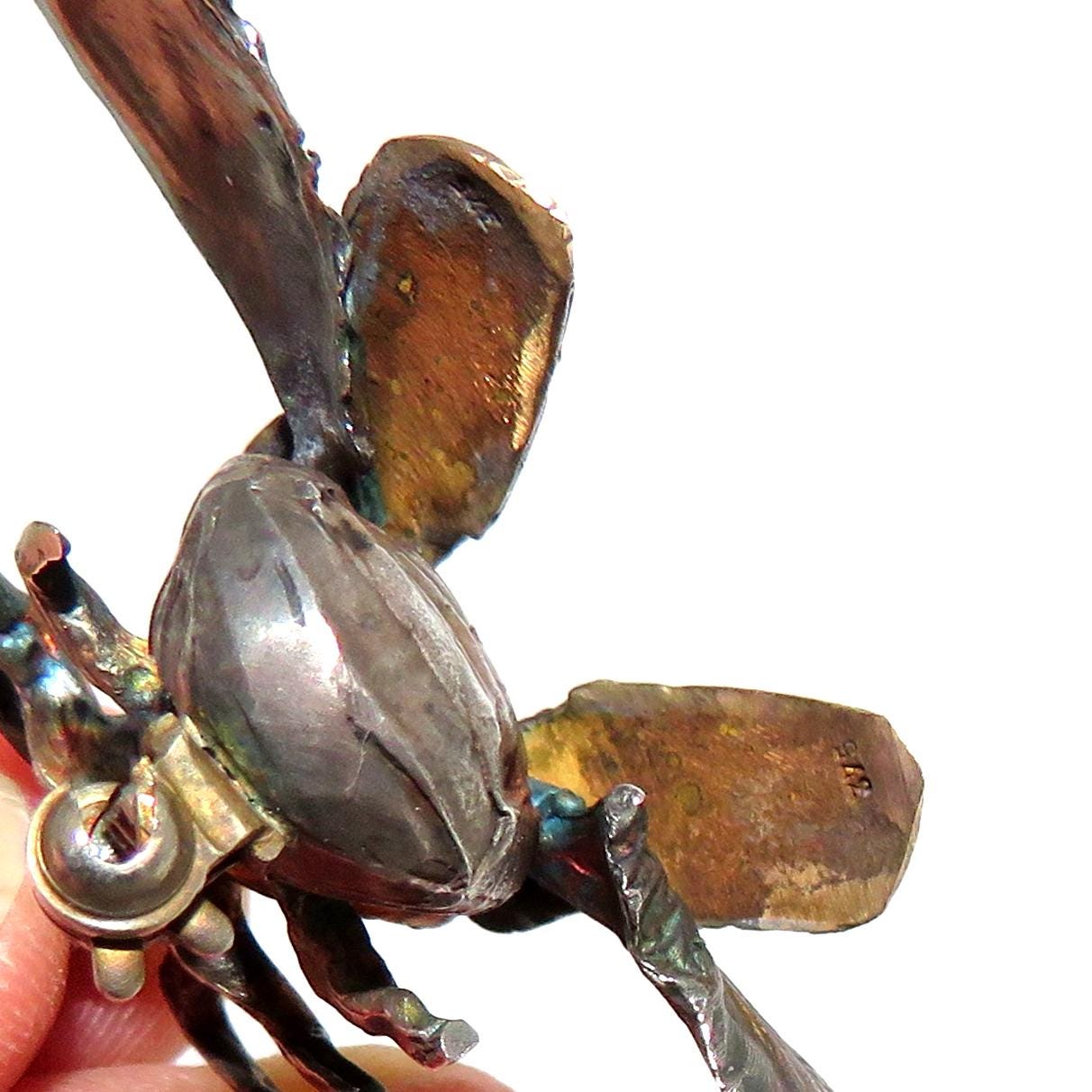 Vintage Sterling and 9 K Flying Scarab Beetle Pin - Life Like - Etsy
