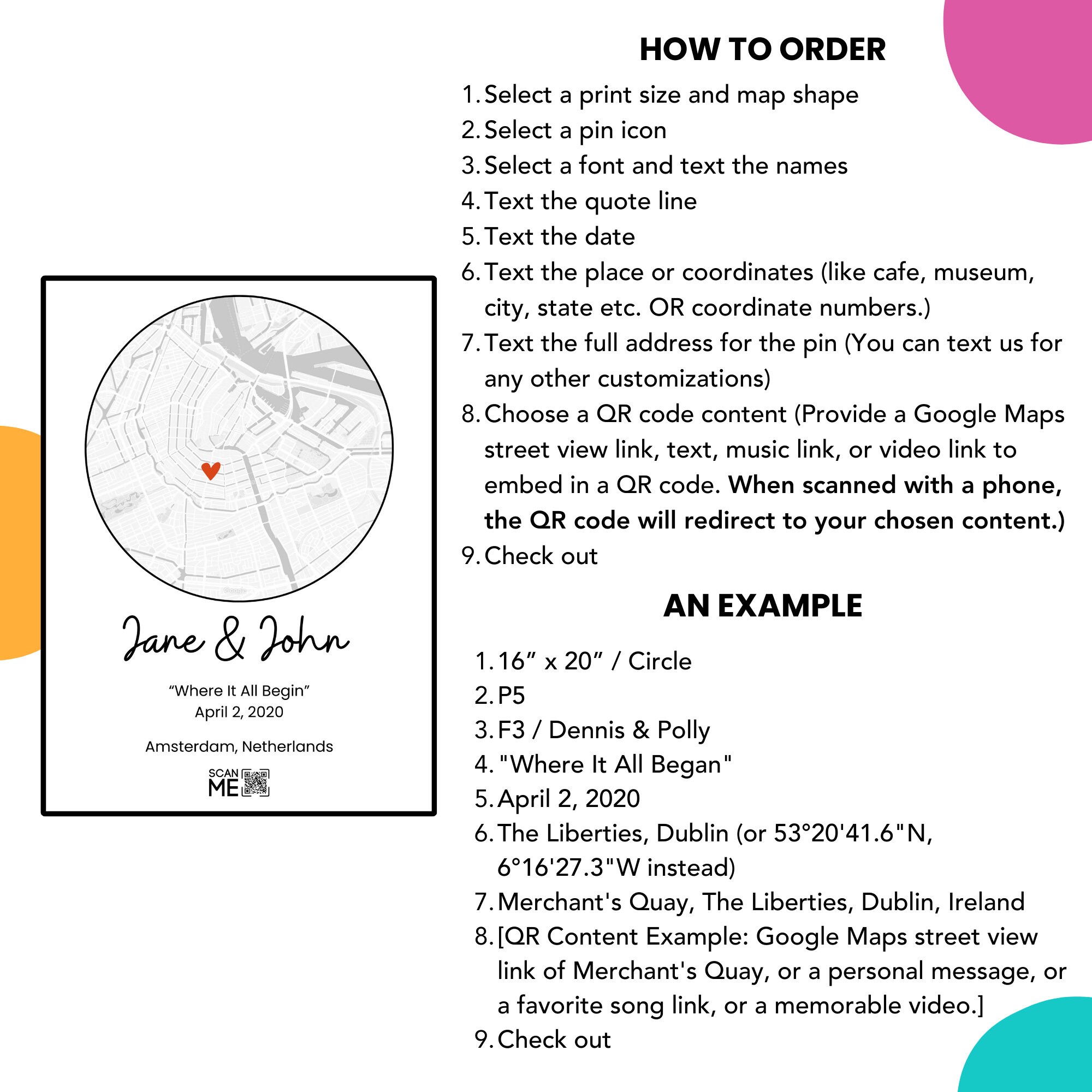 Custom Map Location Print, QR Code Map, Latitude Coordinates Print ...