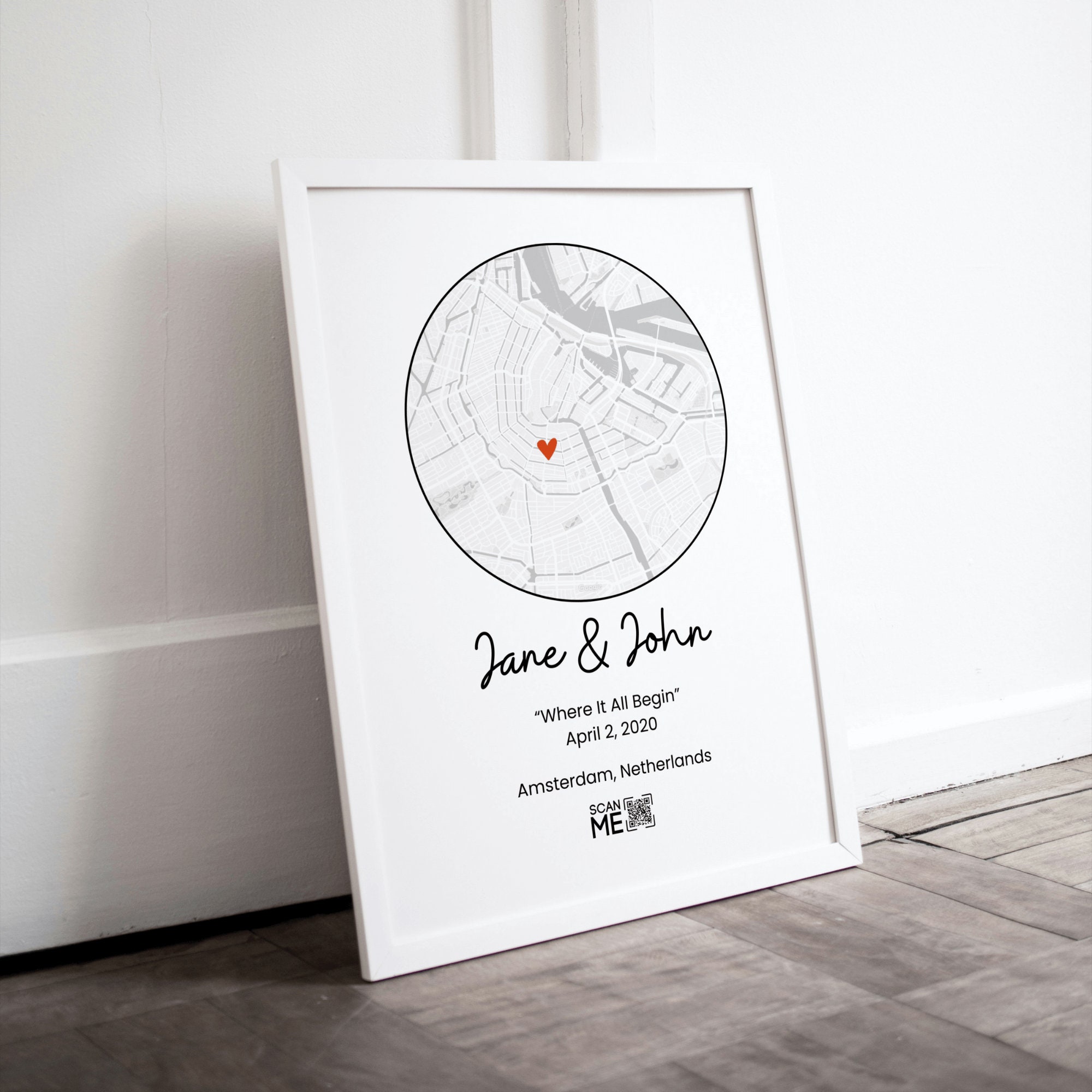 Custom Map Location Print, QR Code Map, Latitude Coordinates Print ...
