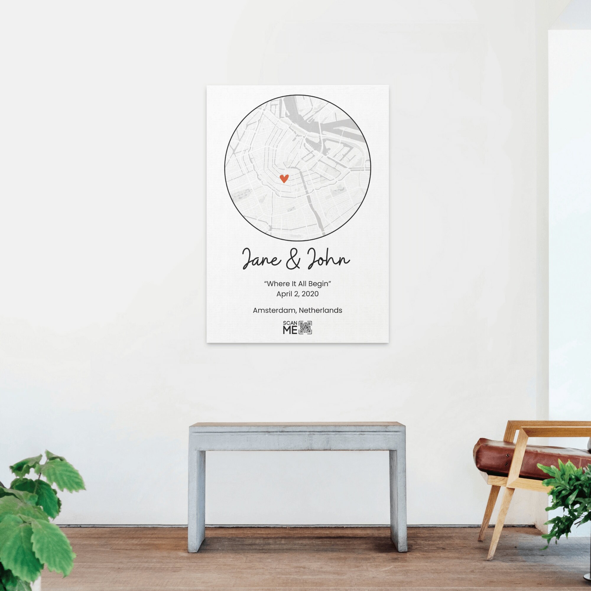 Custom Map Location Print, QR Code Map, Latitude Coordinates Print ...