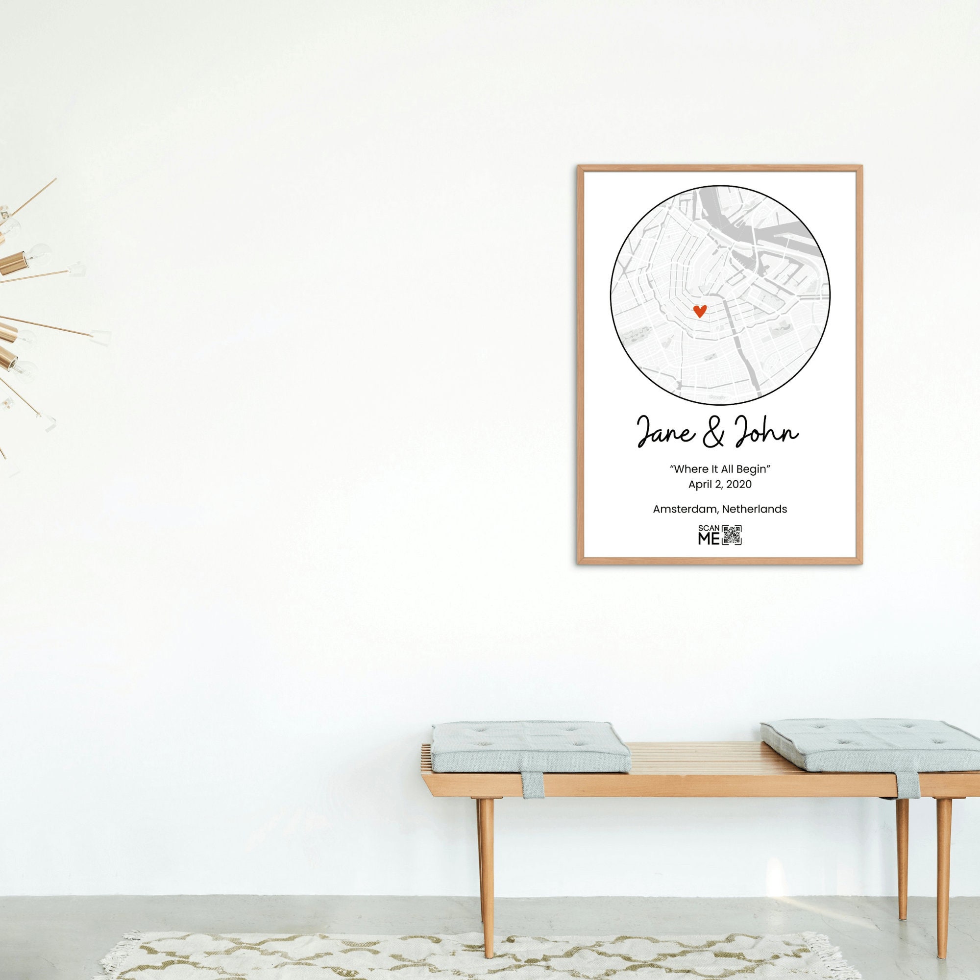 Custom Map Location Print, QR Code Map, Latitude Coordinates Print ...