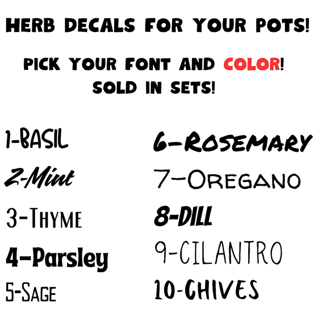 Herb Pots Decal Set - Etsy