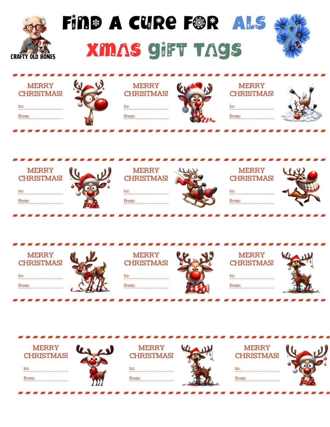 Reindeer Christmas Gift Tag Stickers - Etsy