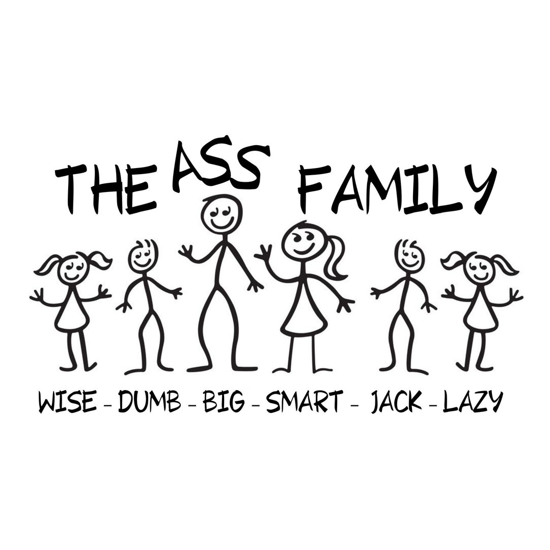 Hilarious 'ass Family' Car Decal: Customizable Vinyl Sticker for ...