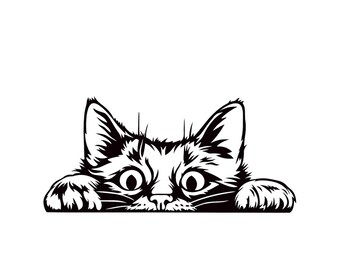 Peeking Cat Sticker Decal Tp184 for Car Bumper Window Wall Vinyl - Etsy