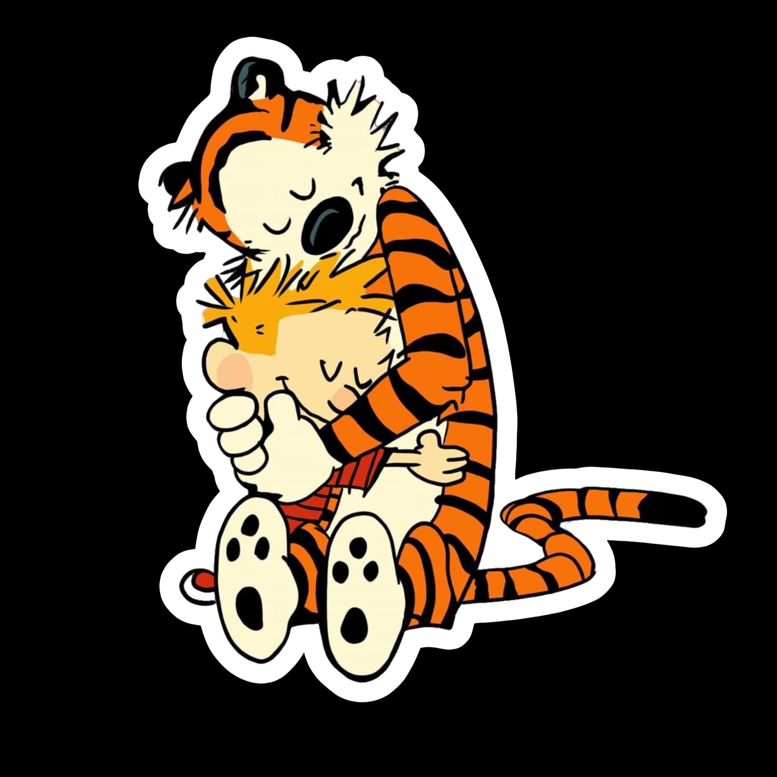 Calvin and Hobbes Hugging Stickers: Heartwarming Cartoon Decals for ...