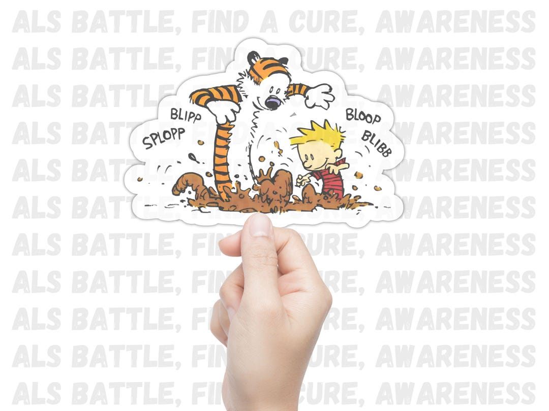 Calvin and Hobbes Mud Splashing Stickers: Heartwarming Cartoon Decals ...