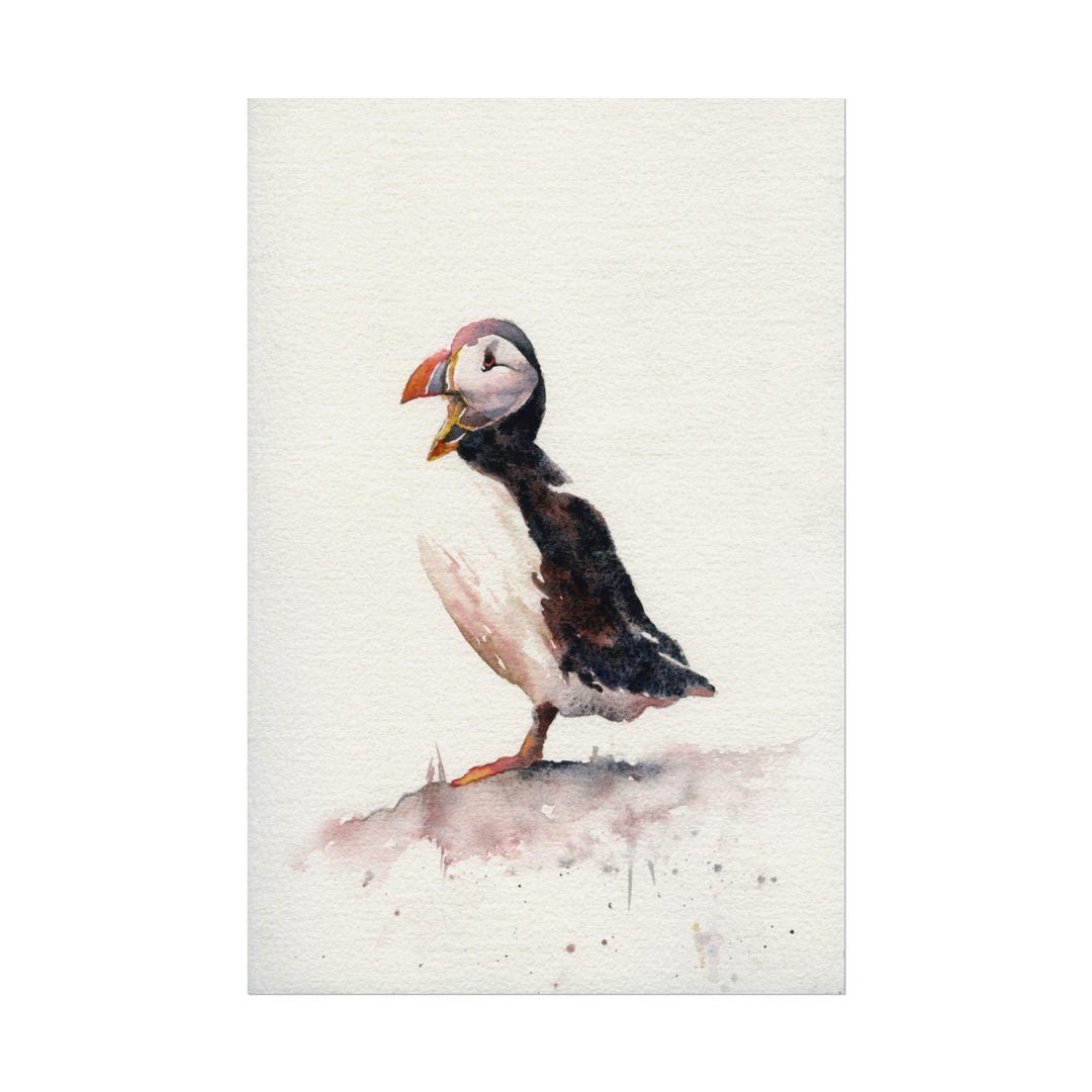Puffin Artwork Watercolor Painting - Icelandic Fine Art Bird Print ...
