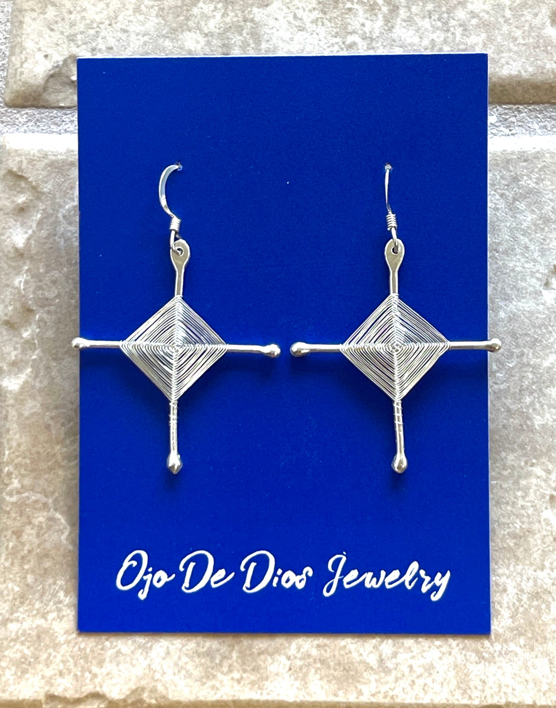 Ojo De Dios Gods Eyes Sterling Silver Dangle Earrings Size Large - Etsy