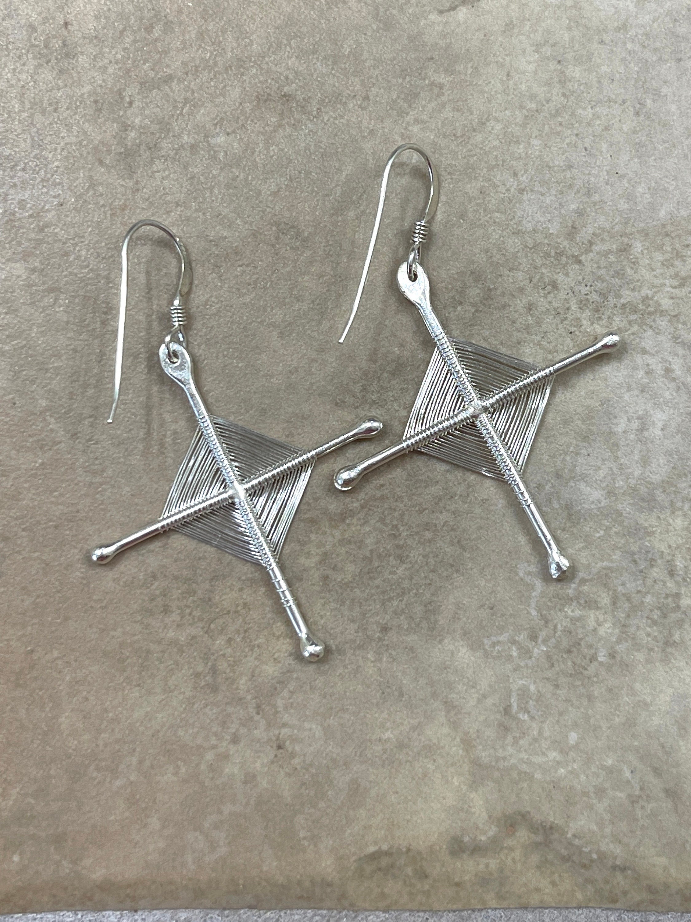 Ojo De Dios Gods Eyes Sterling Silver Dangle Earrings Size Large - Etsy