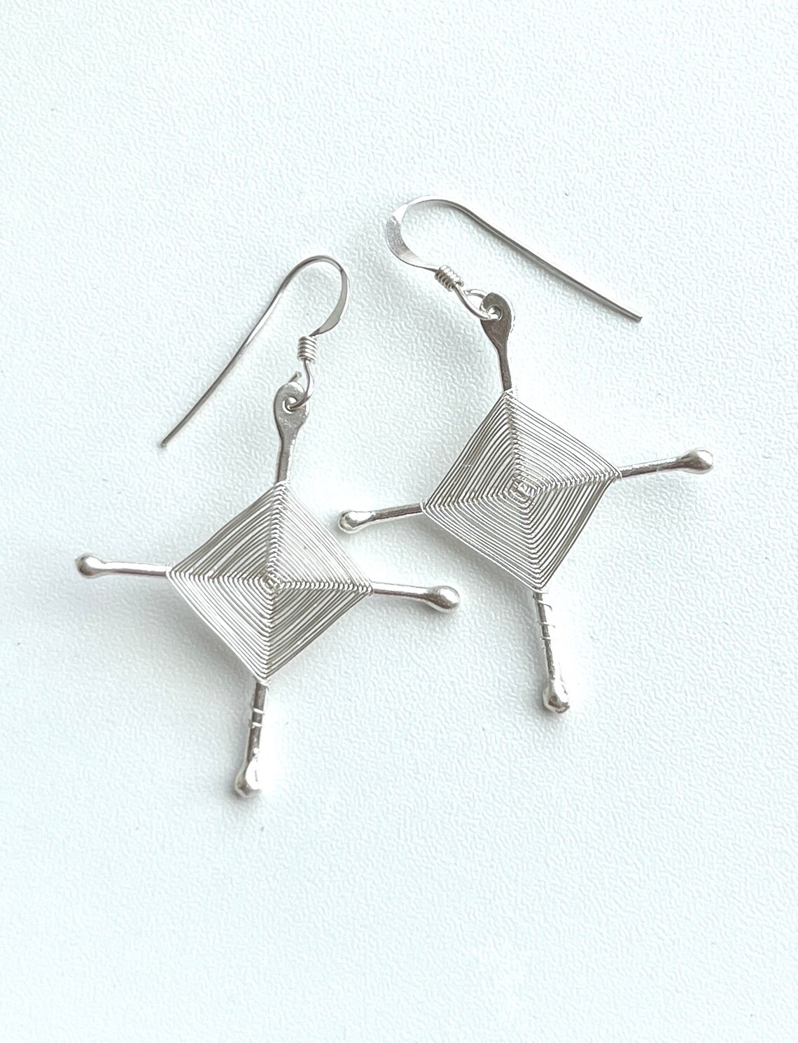 Ojo De Dios Gods Eyes Sterling Silver Dangle Earrings Size Large - Etsy