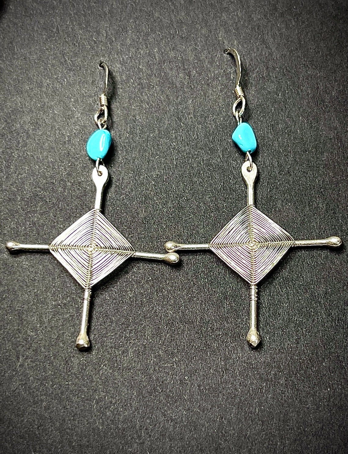 Ojo De Dios Gods Eyes Sterling Silver Dangle Earrings Size Large With ...