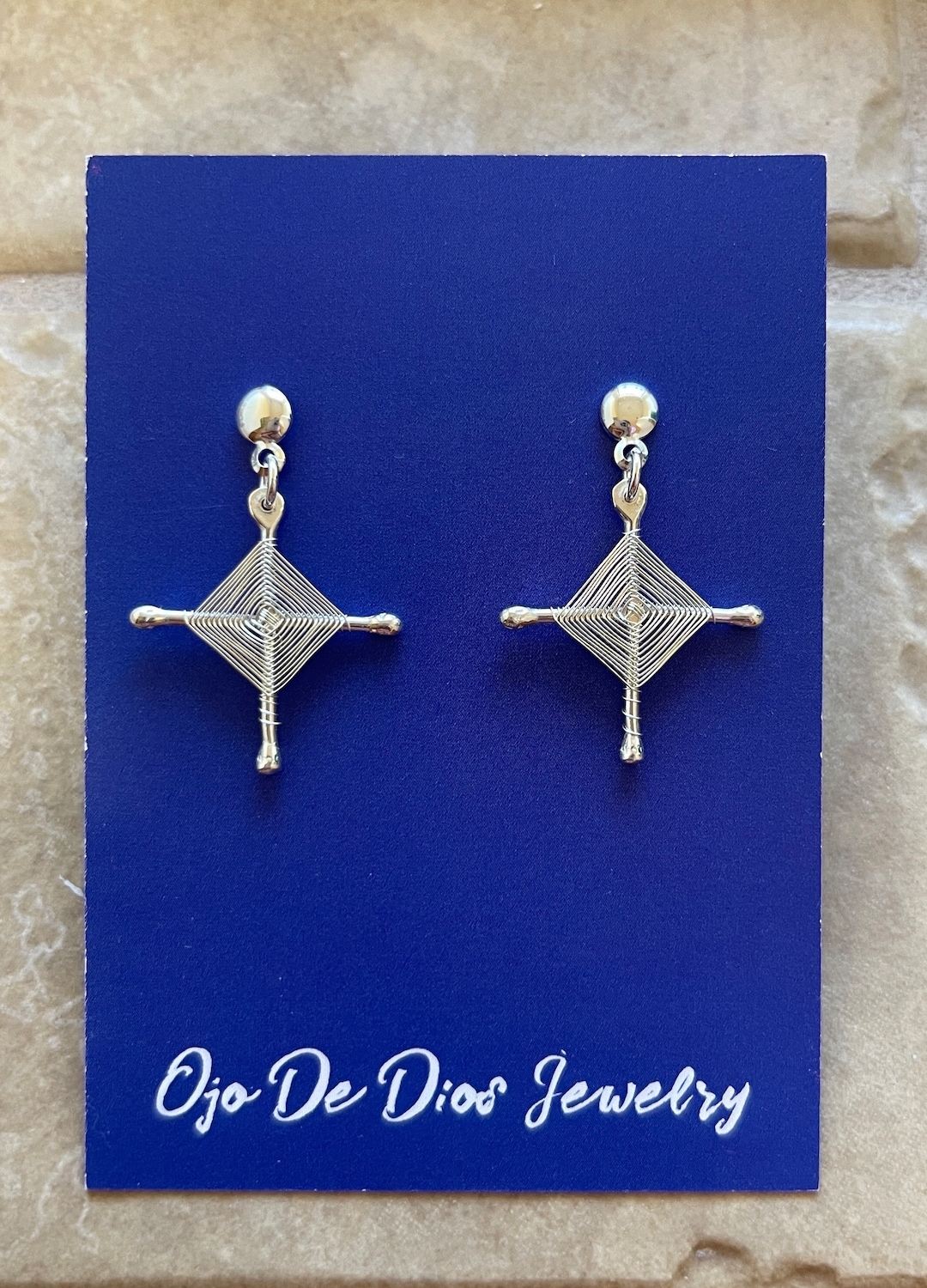 Ojo De Dios Gods Eyes Sterling Silver Post Dangle Earrings Size Meduim ...