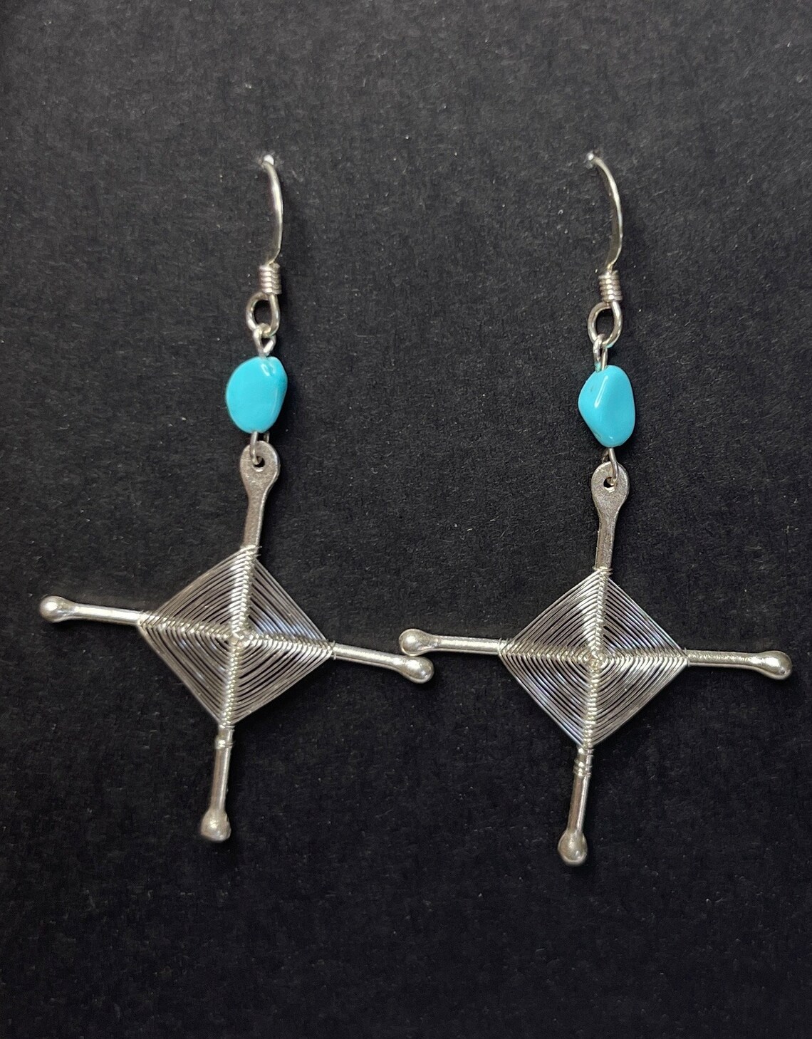 Ojo De Dios Gods Eyes Sterling Silver Dangle Earrings Size Large With ...