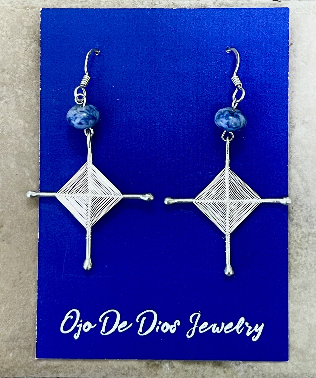 Ojo De Dios Gods Eyes Sterling Silver Dangle Earrings Size Large With ...