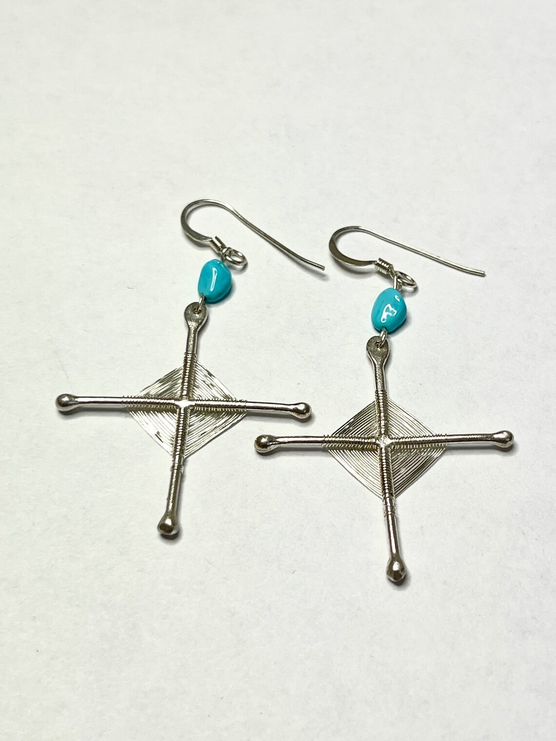 Ojo De Dios Gods Eyes Sterling Silver Dangle Earrings Size Large With ...