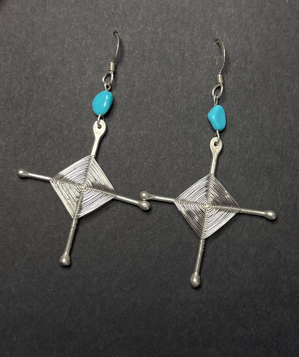 Ojo De Dios Gods Eyes Sterling Silver Dangle Earrings Size Large With ...