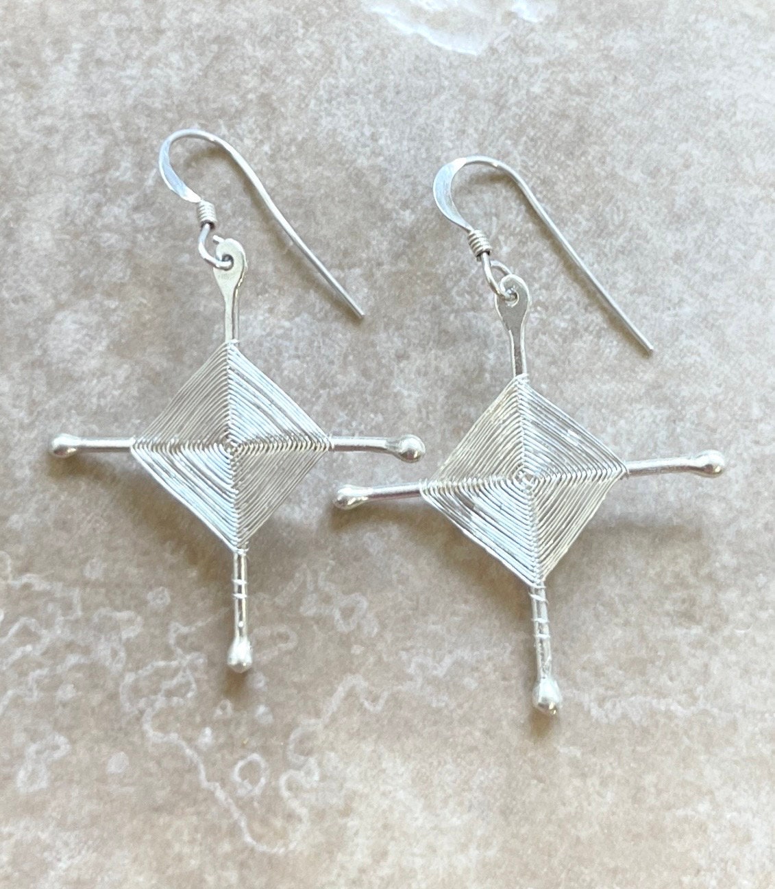 Ojo De Dios Gods Eyes Sterling Silver Dangle Earrings Size Large - Etsy