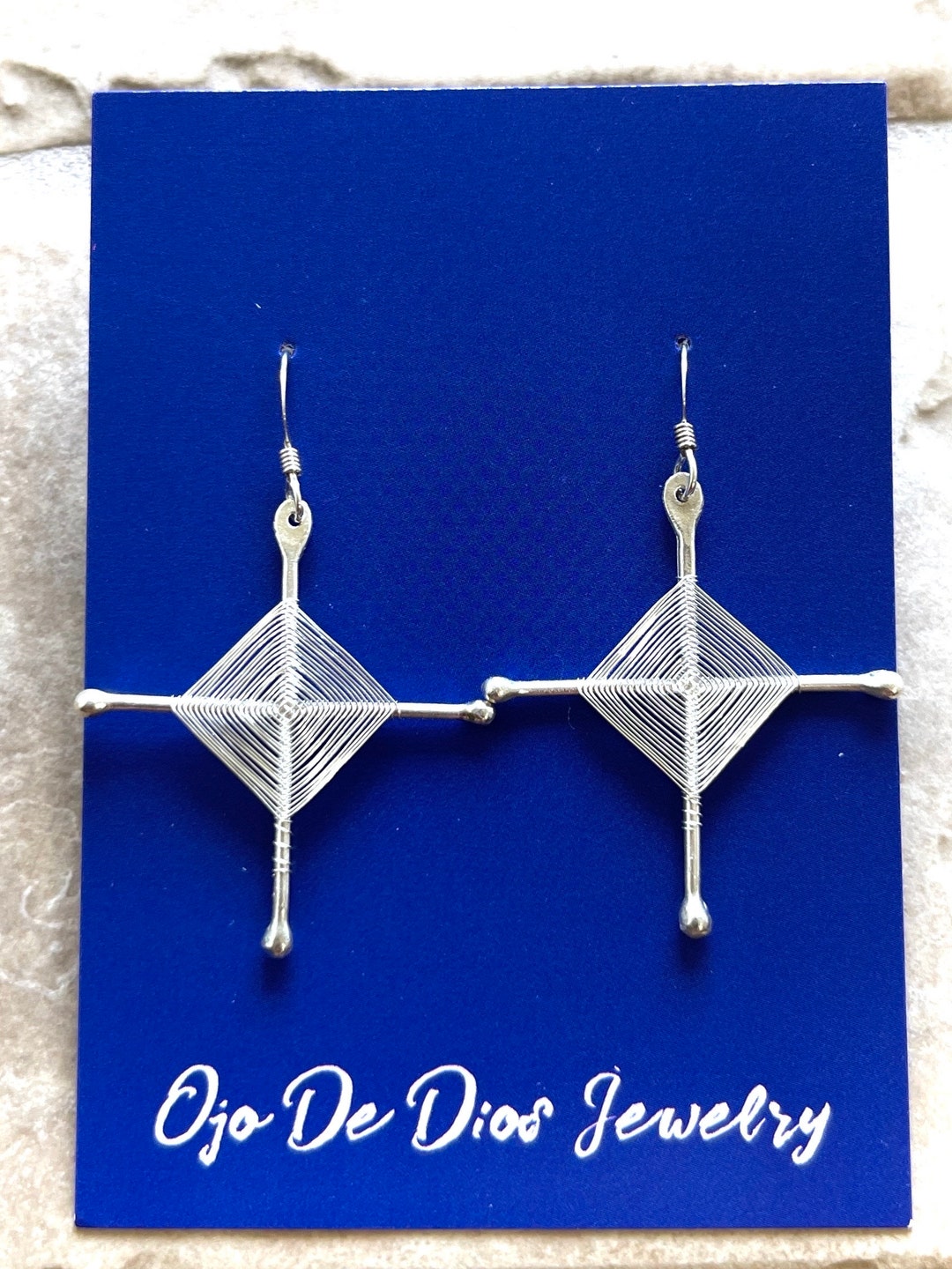 Ojo De Dios Gods Eyes Sterling Silver Dangle Earrings Size Large - Etsy