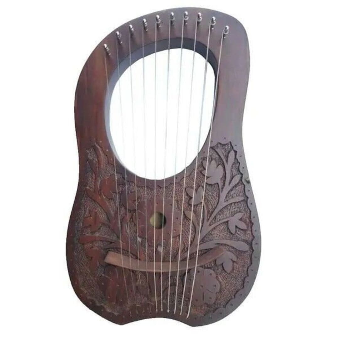 10 Strings Lyre Harp Rosewood Flower Design Lyre Harp Metal Strings ...