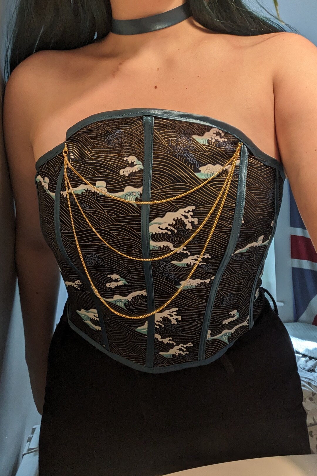 SAMPLE- Chinese Wave Overbust Corset With Chains - Etsy