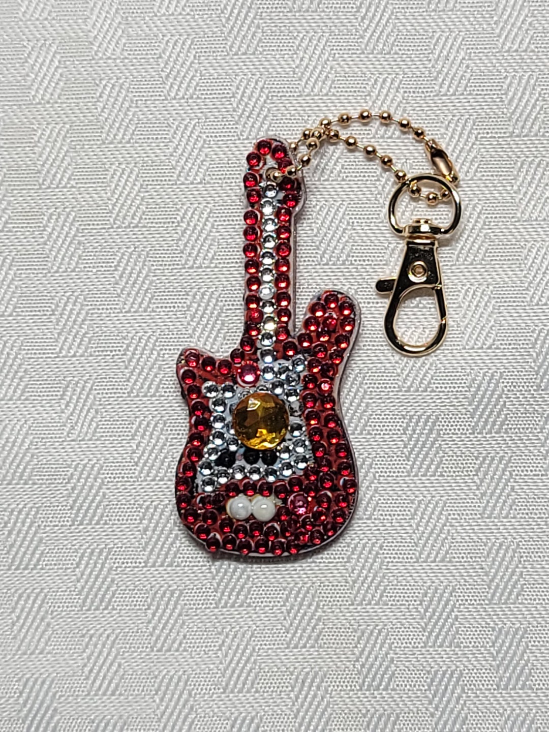 Diamond Art Mini Guitar Keychain - Etsy